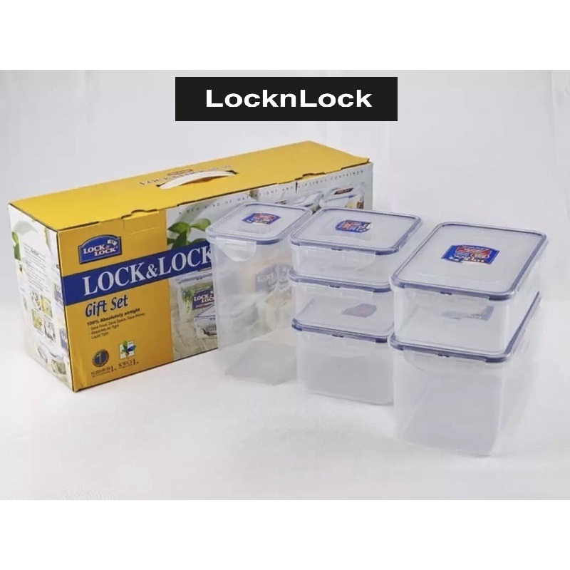 Bộ 6 hộp nhựa bảo quản thực phẩm để tủ lạnh có khóa 4 cạnh kín hơi Lock ...