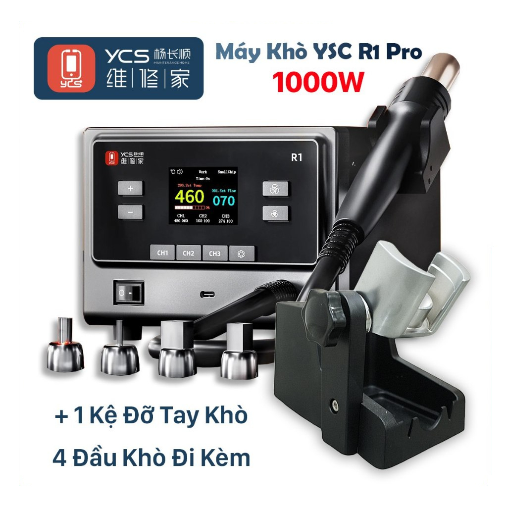 Máy khò YCS R1 PRO công suất 1000W 100-500độ (tặng OTG-Type C và hướng ...