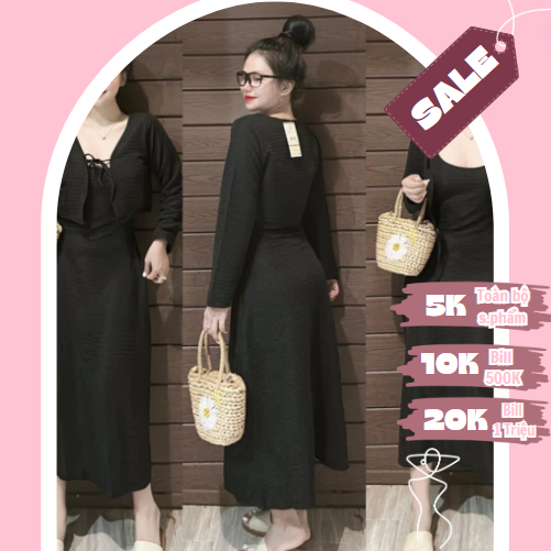 Set Đồ Đầm Body Maxi 2 Dây Dáng Dài Nữ Kèm Áo Khoác Croptop Bigsize Đi Biển Đi Dạo Chơi LiVi ...