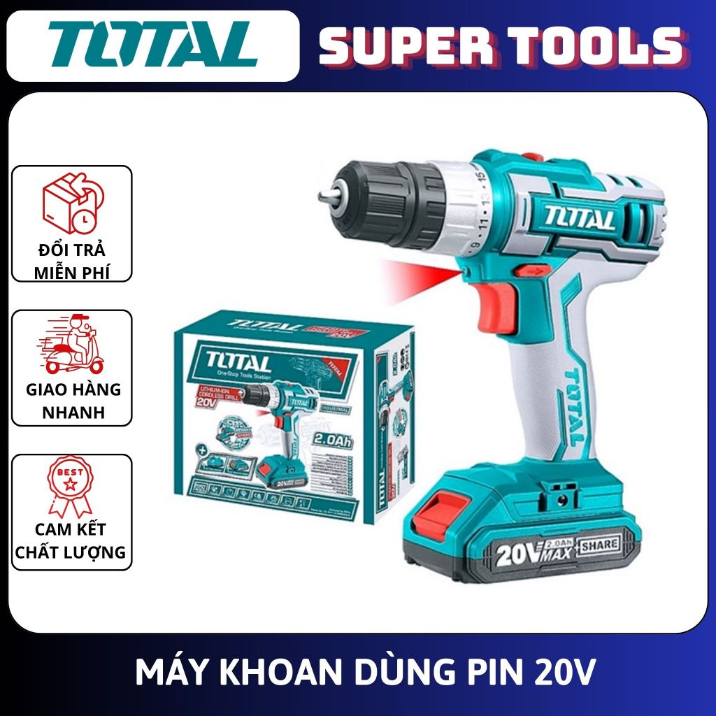 TOTAL Máy khoan dùng pin 20V TDLI20024 kèm pin sạc | Shopee Việt Nam
