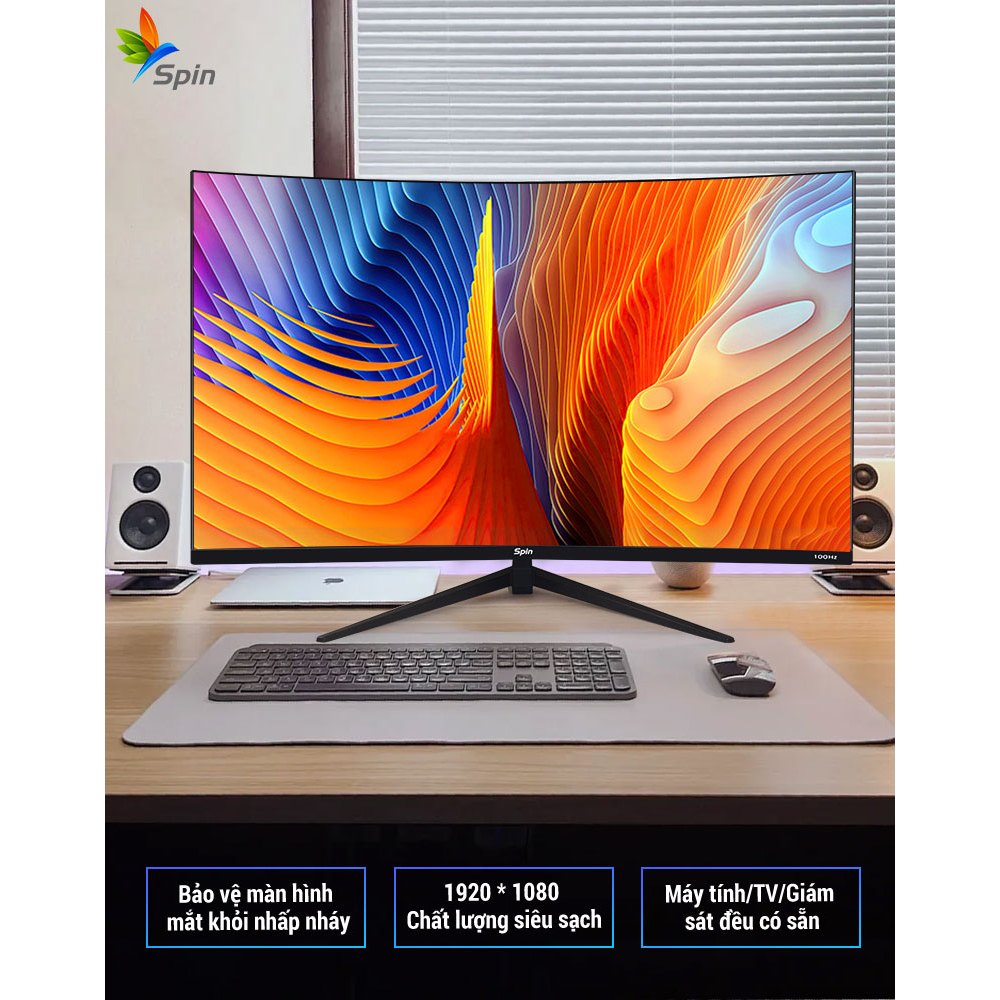 Màn hình máy tính Full HD 100hz 2ms Thời gian đáp ứng Màn hình cong 24 ...