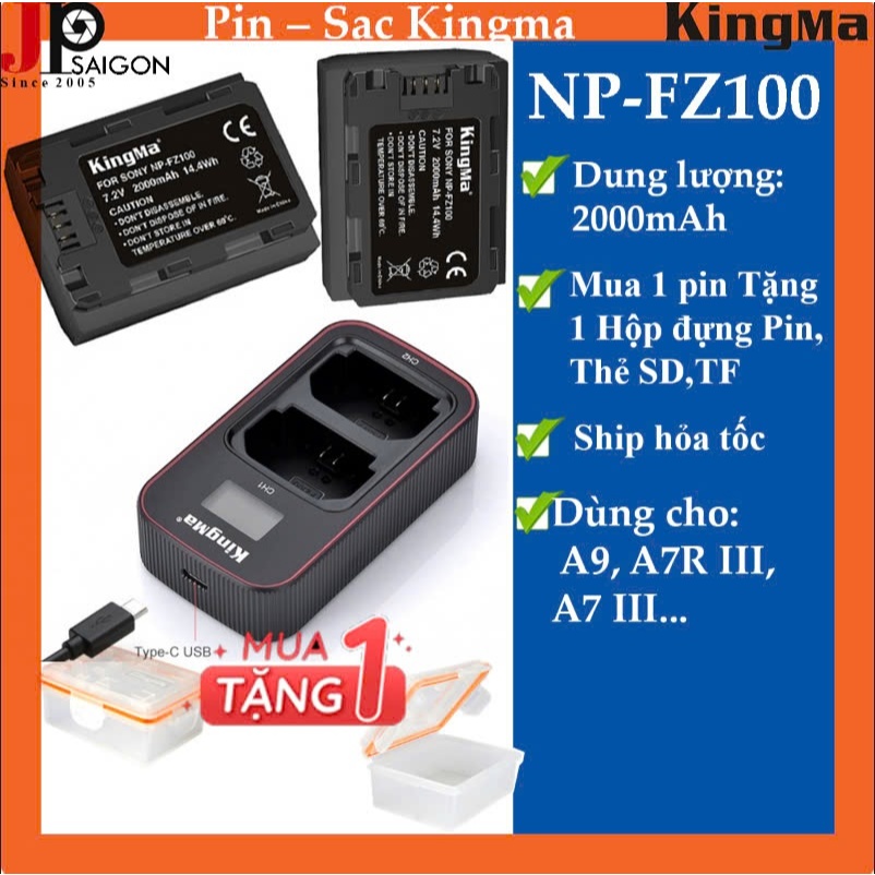 PIN SẠC ĐÔI VER 3 KINGMA CHO SONY NP-FZ100- 2000mAh | Shopee Việt Nam