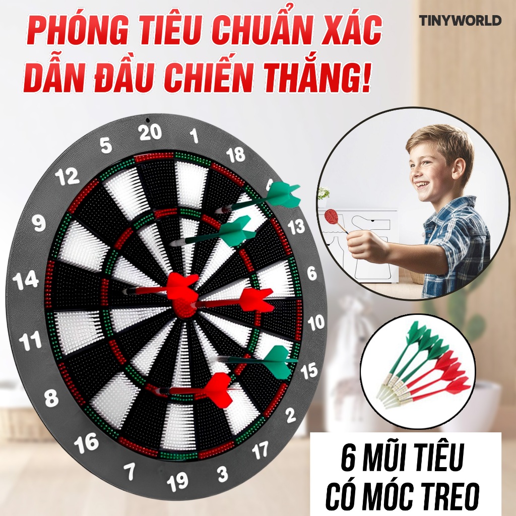 Bảng phi tiêu mũi nhựa an toàn 17 inches, để bàn và treo tường tiện dụng-Tinyworld | Shopee Việt Nam