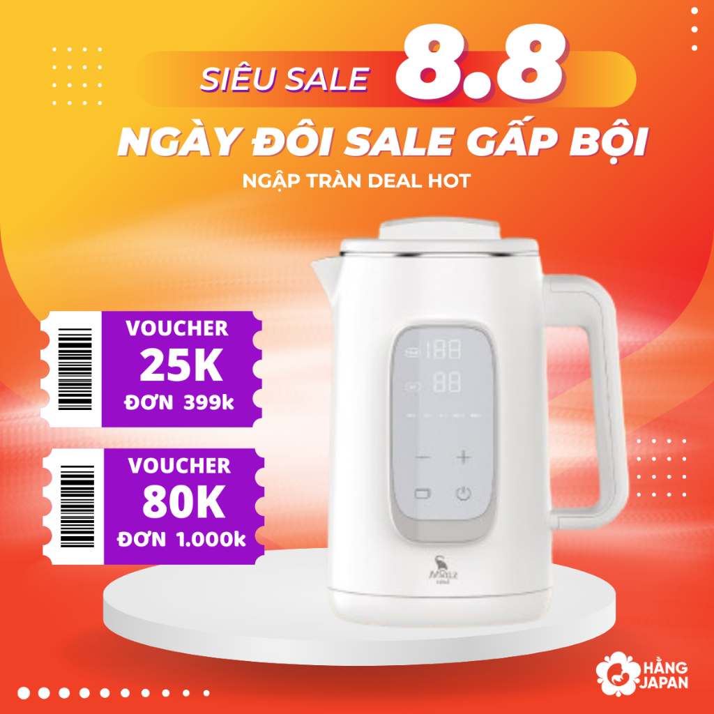 Bình đun nước, hâm nước phá sữa cho bé Moazbebe Mb070 giữ nhiệt, khử ...