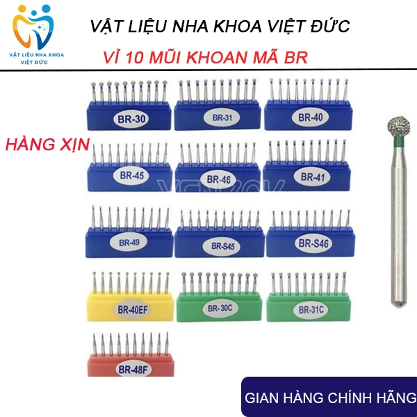 [Hỏa Tốc] Set 10 mũi khoan nha khoa BR hàng cao cấp, Chuyên dùng trong nha khoa | Shopee Việt Nam
