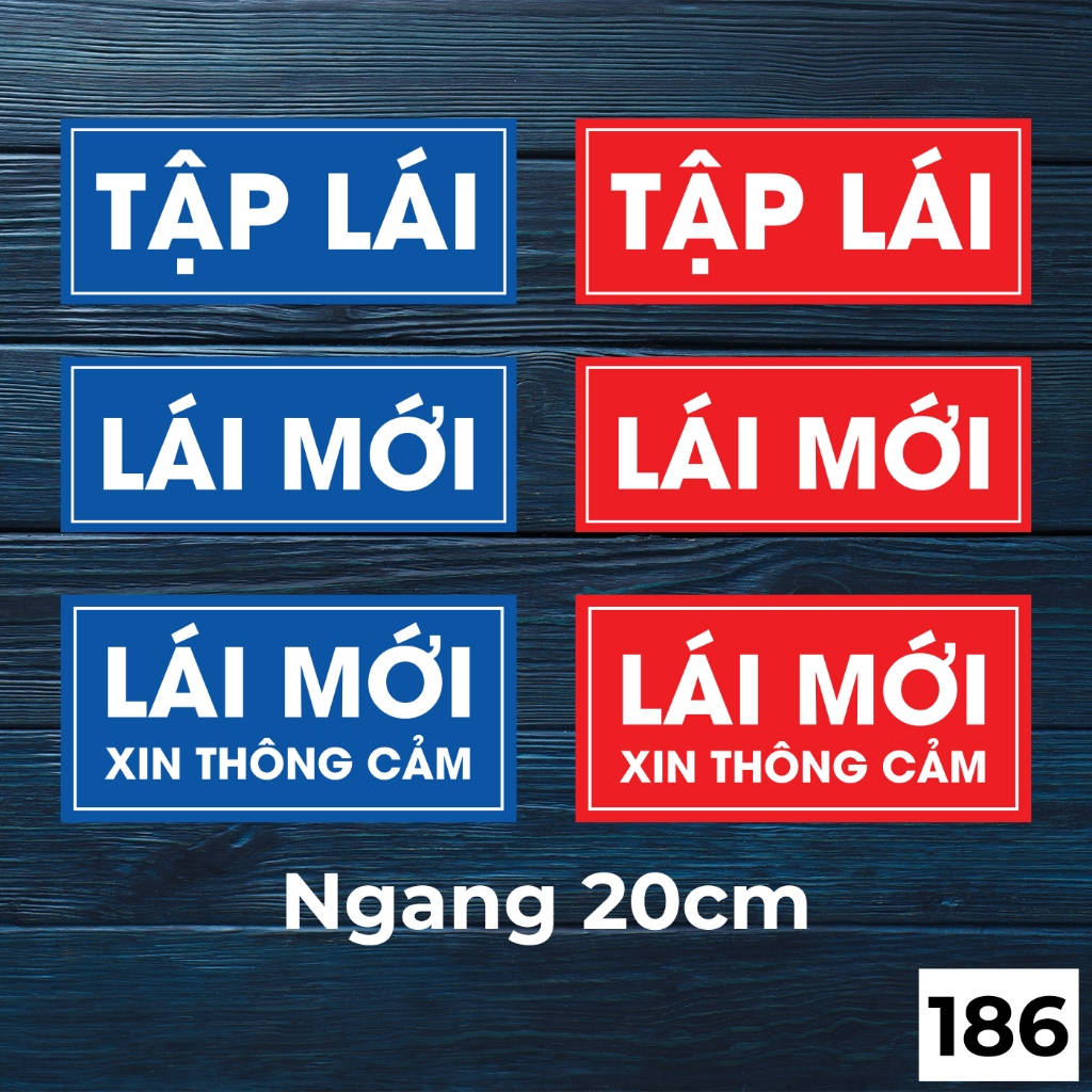 Combo 2 miếng dán sticker tem decal xin lỗi LÁI MỚI, TẬP LÁI xin thông ...