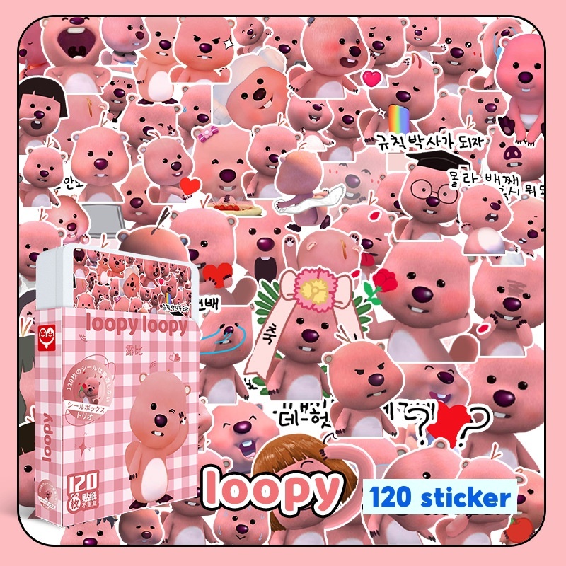 Hộp nhựa 120 miếng hình dán Sticker LOOPY (không trùng nhau) | Shopee ...