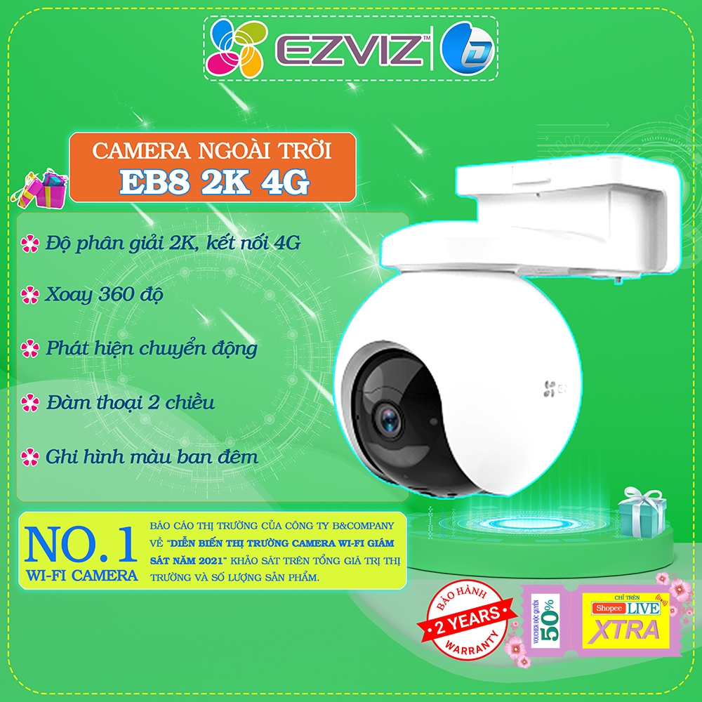 Camera 4G Ezviz EB8 3MP đàm thoại 2 chiều, sạc năng lượng mặt trời ...