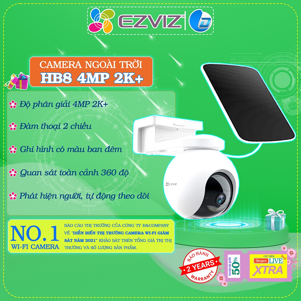 [Nhập ELEZ15 giảm 10%] Camera wifi năng lượng mặt trời Ezviz HB8 4MP 2K ...