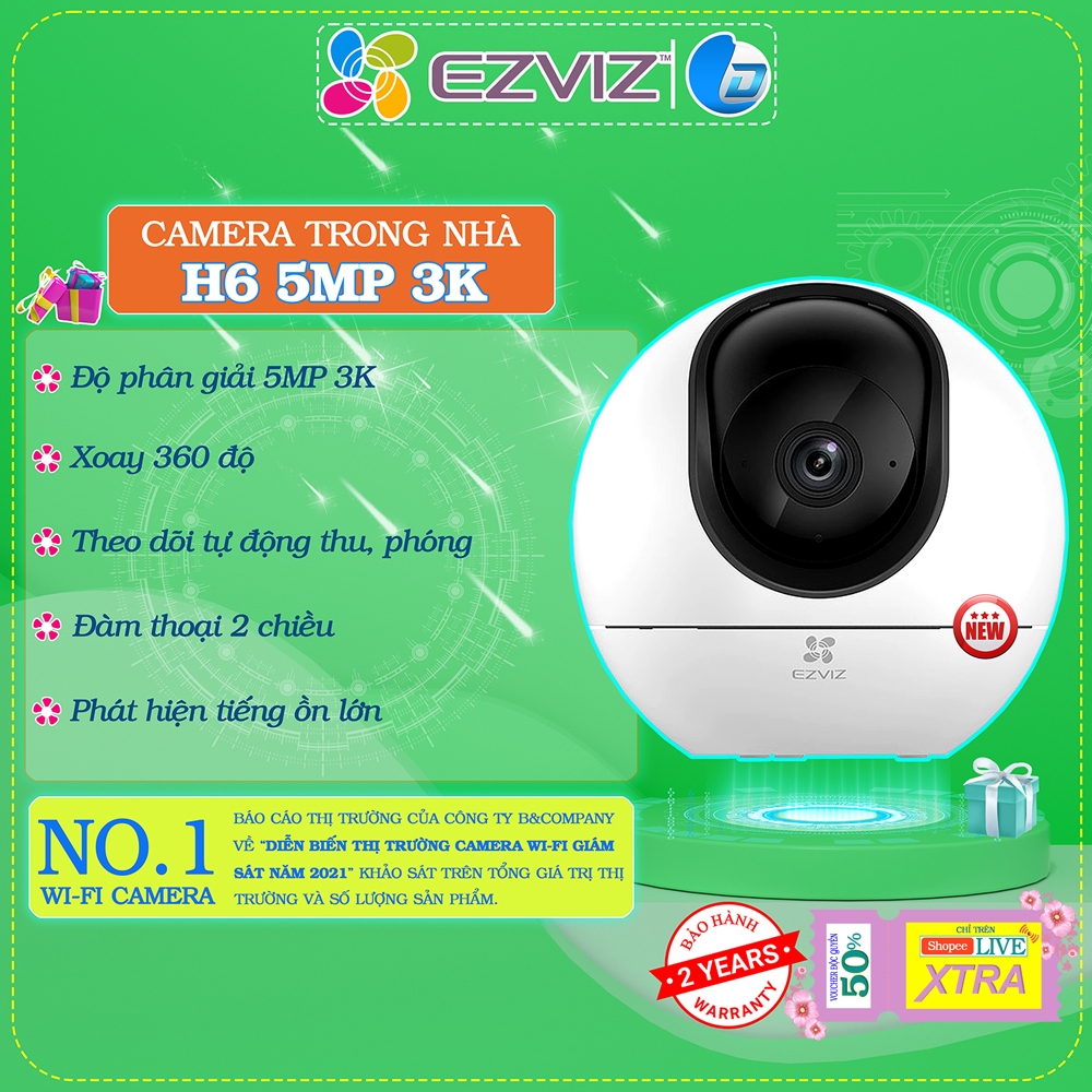 Camera wifi Ezviz H6 C6C 3K 4K chính hãng, đàm thoại 2 chiều, xoay 360 độ | Shopee Việt Nam