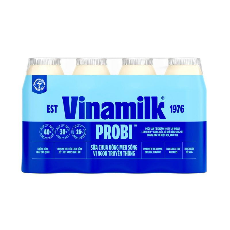 LỐC 4 CHAI SỮA CHUA UỐNG MEN SỐNG PROBI 130ML CÓ ĐƯỜNG/ ÍT ĐƯỜNG/ VIỆT ...