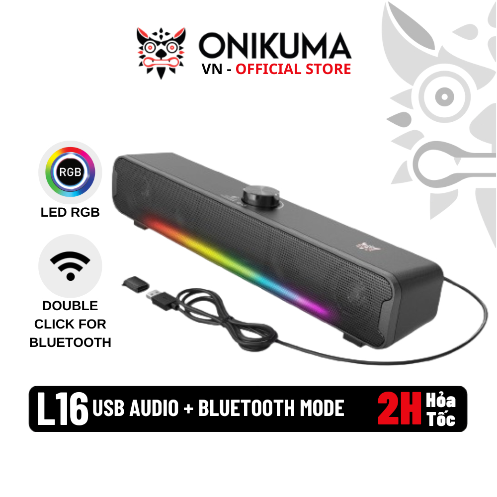 Loa Bluetooth gaming kết hợp có dây USB ONIKUMA L16 hiệu ứng LED RGB âm thanh 360 Hifi sống động ...