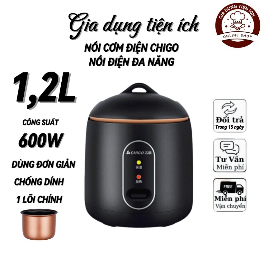 Nồi cơm điện mini chigo chính hãng 1.2L, nồi nấu đa năng mini | Shopee Việt Nam