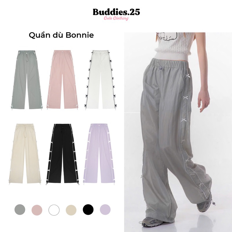 Quần dù Bonnie viền nơ dây rút kiểu Buddies.25 | Shopee Việt Nam