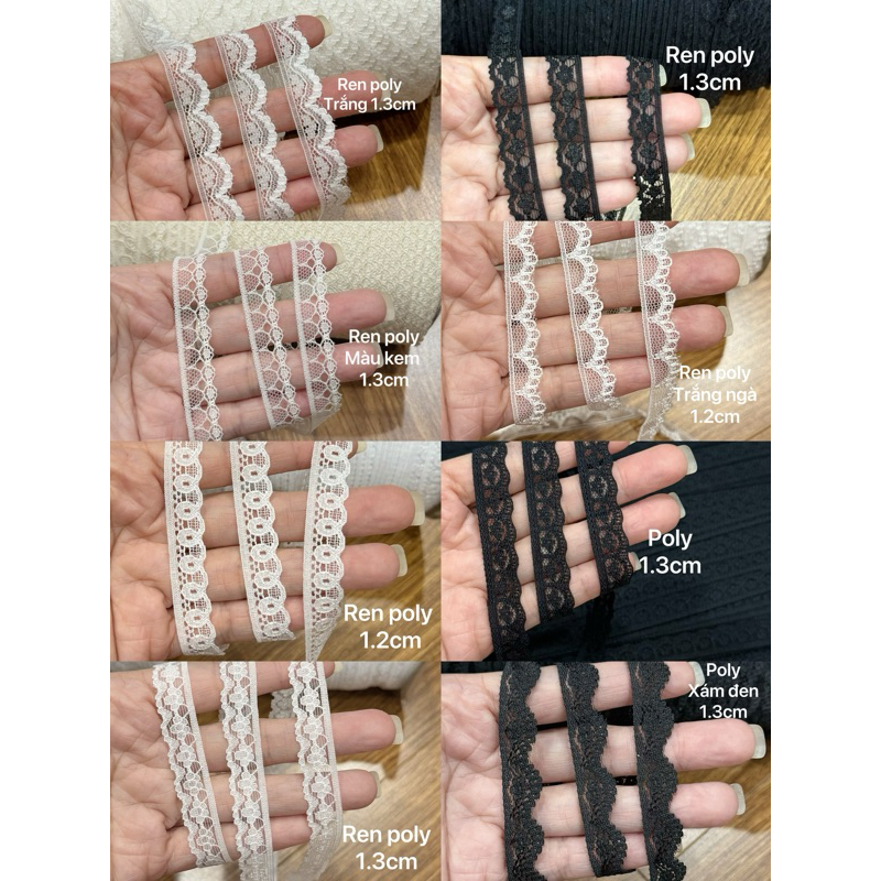 ren viền trang trí ren poly 1.2cm 1.3cm , 10m | Shopee Việt Nam