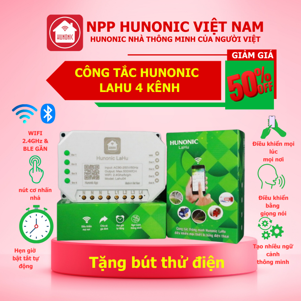 Công Tắc Thông Minh Hunonic Lahu 4 Kênh Điều Khiển Từ Xa Trên Điện ...
