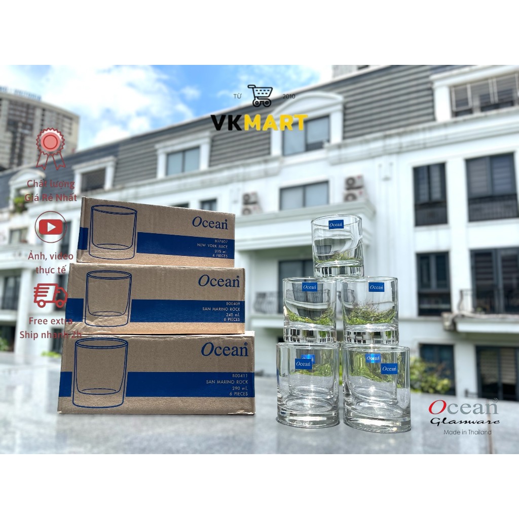 Bộ ly thủy tinh Ocean, cocktail, cafe nhập khẩu Thái Lan, B00411 290ml ...