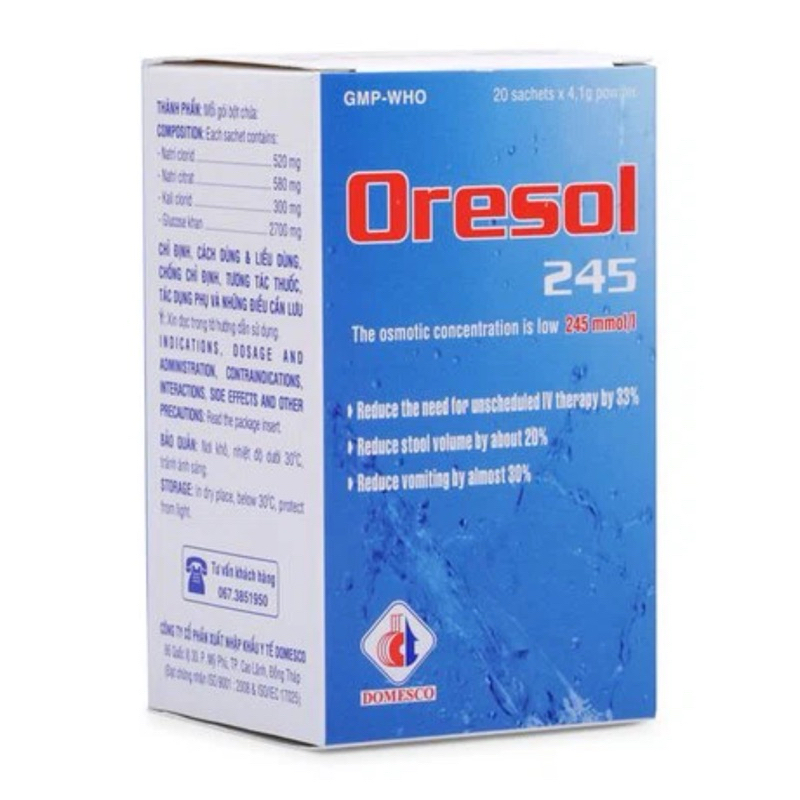 [CHÍNH HÃNG] Điện giải Oresol 245 bù nước và điện giải hương cam (Hộp ...