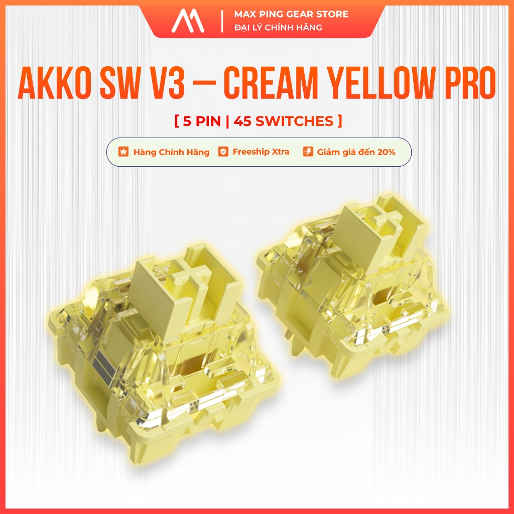 Switch bàn phím AKKO Switch v3 – Cream Yellow - Cream Yellow Pro ( 5 pin / 45 switch) | Shopee ...