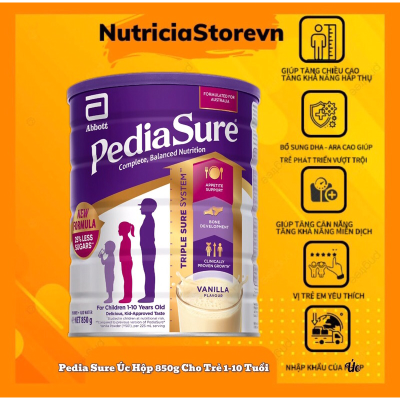 Sữa Pedia Sure Úc Hộp 850g Giúp bé tăng cân, chiều cao và phát triển ...