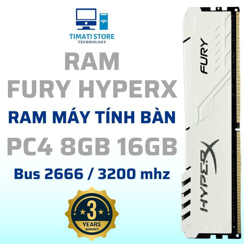Ram PC Ram máy tính bàn 8GB/16GB DDR4 bus 2666/3200Mhz Hyperx Fury V2 ...