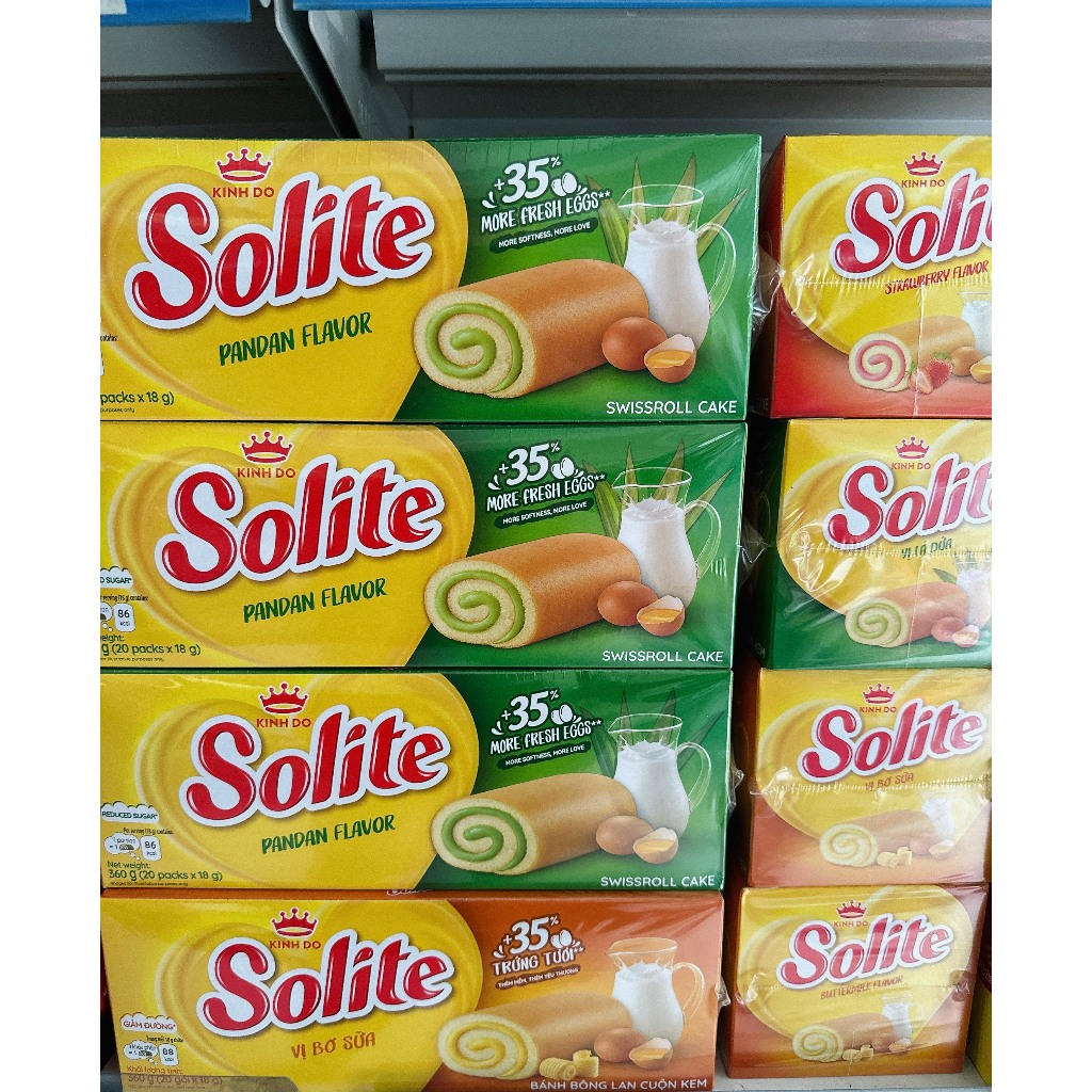 Bánh bông lan cuộn kem Solite hộp 20 cái 360g | Shopee Việt Nam