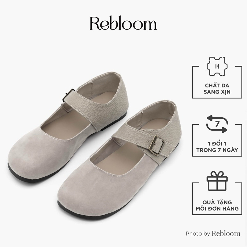 Giày bệt nữ Rebloom, giày lười nữ form mềm êm chân phối da mịn 2 về màu đen và xám - R603 ...