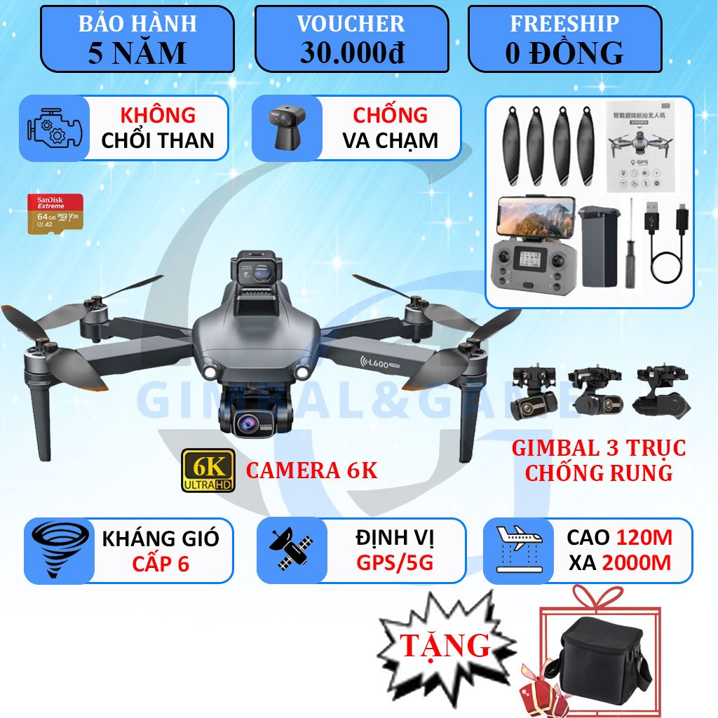 Flycam L600 Pro Max cảm biến chống va chạm, máy bay camera có gimbal ...