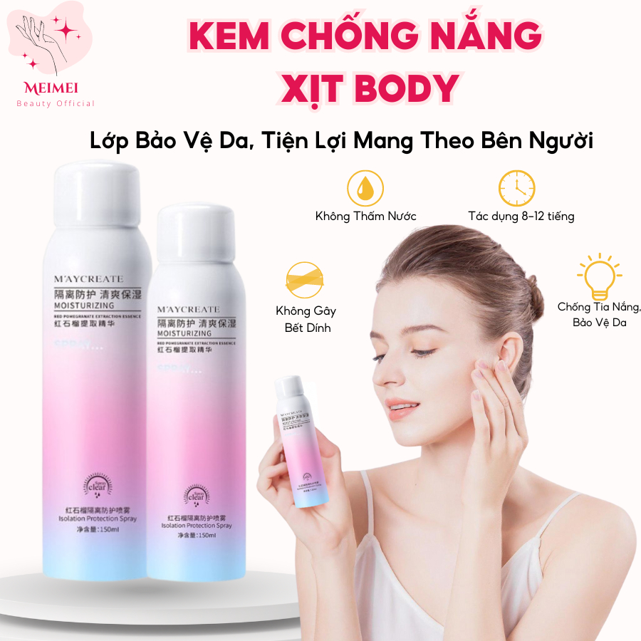 Kem Chống Nắng Xịt BODY Trắng Da MAYCREATE Kem Chống Nắng Dạng Xịt ...