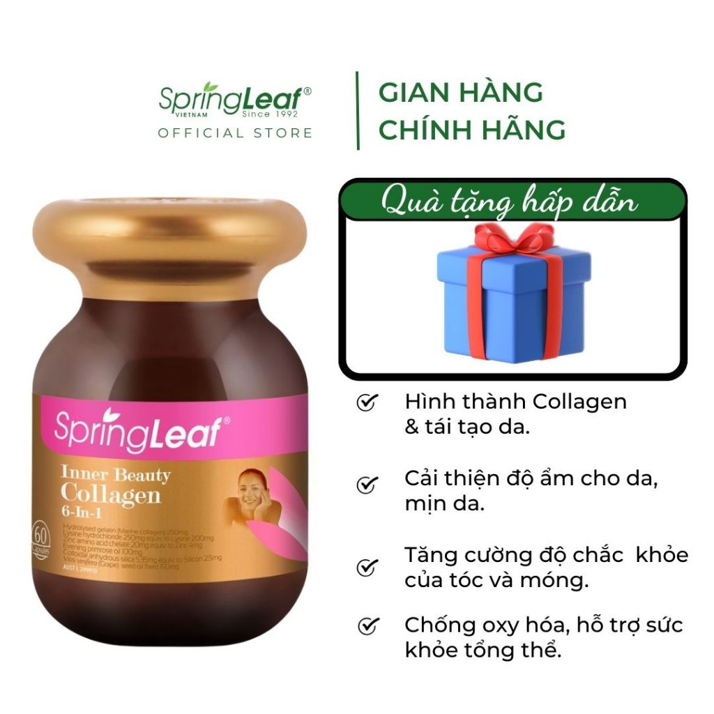 Viên uống bổ sung Collagen Spring Leaf Collagen 6 in 1 Inner Beauty ...