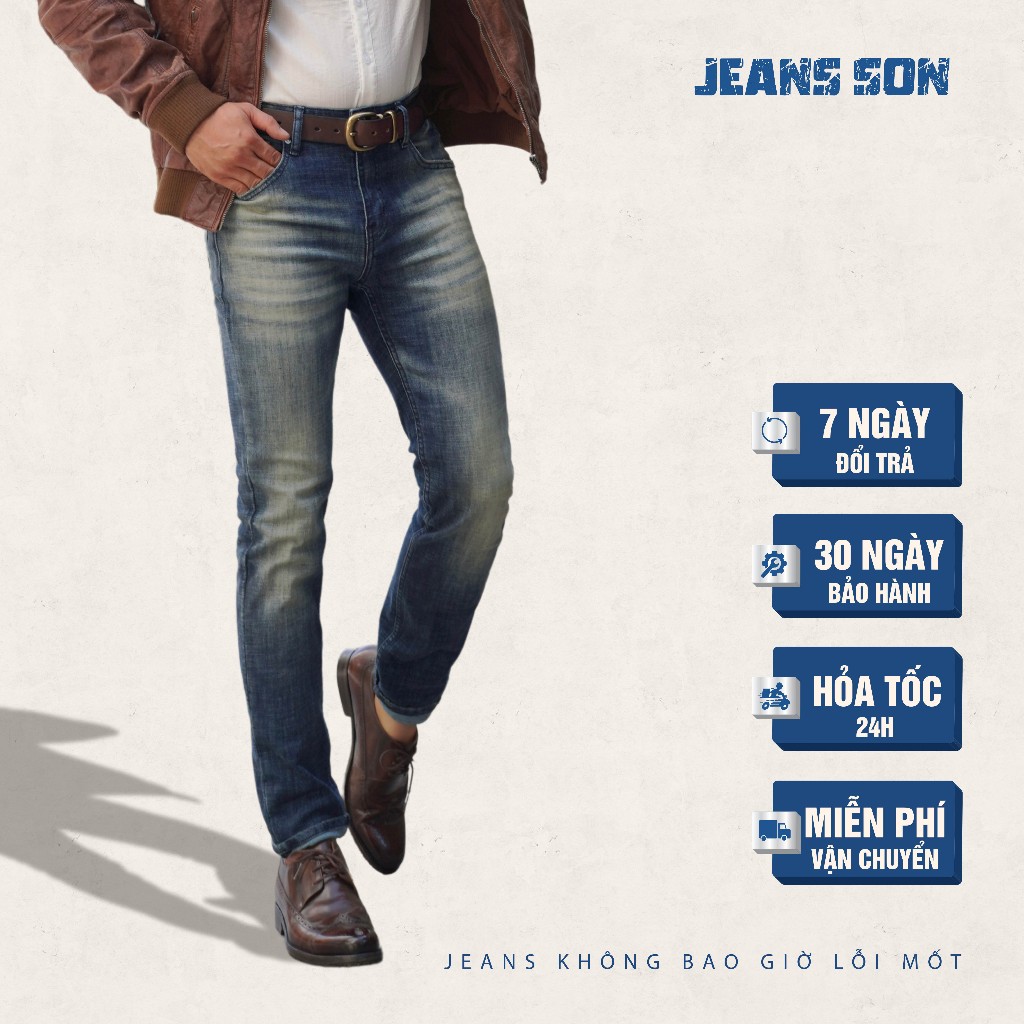 Quần Jeans Nam Hàng Hiệu Form Slimfit Thun Xanh Rách Gối – D39 | Shopee ...