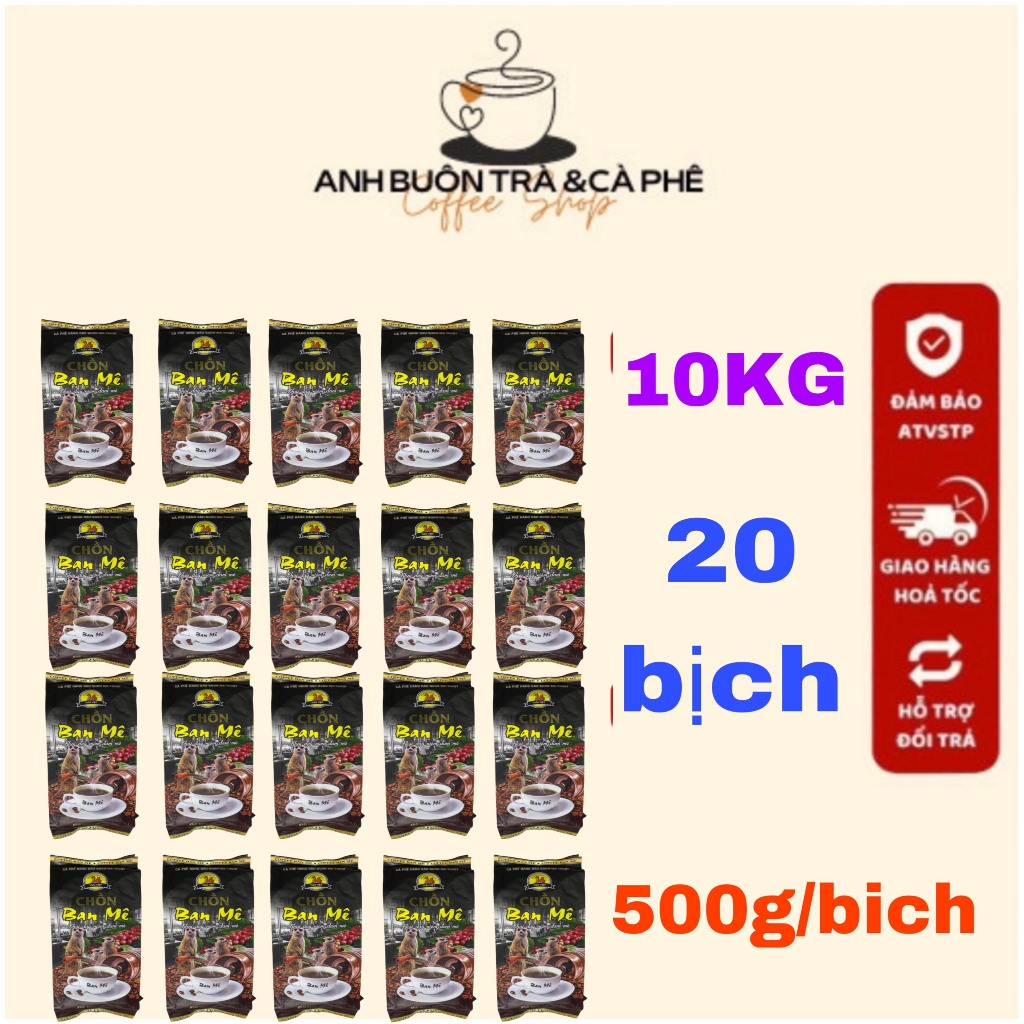 10KG CÀ PHÊ CHỒN BAN MÊ CHỒN ĐEN (20 GÓI 500G) | Shopee Việt Nam