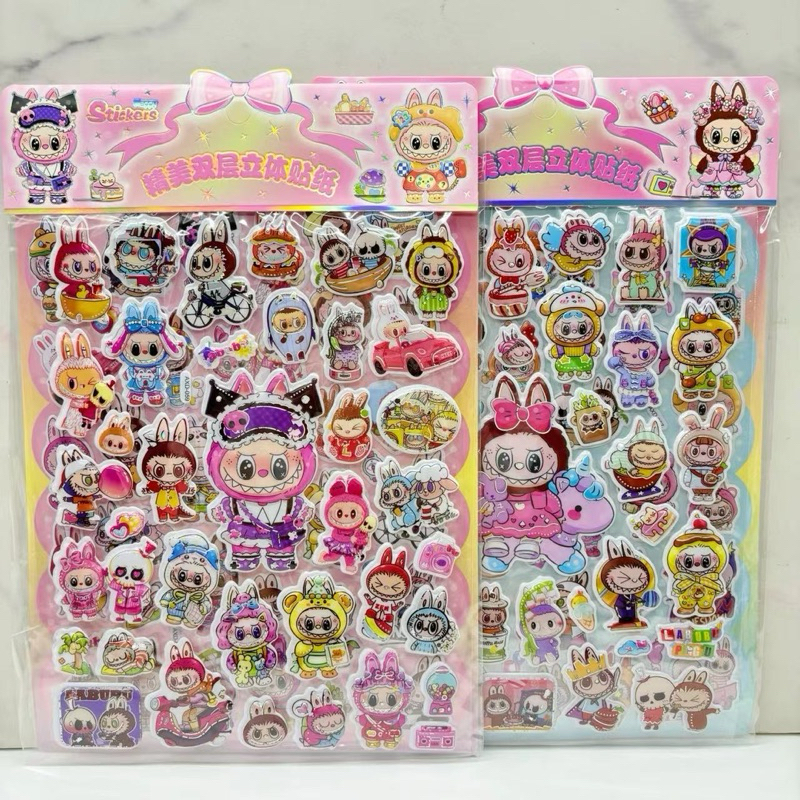 combo 10 tranh sticker dán nổi 3d nhân vật labubu kèm tranh tô mặt sau ...