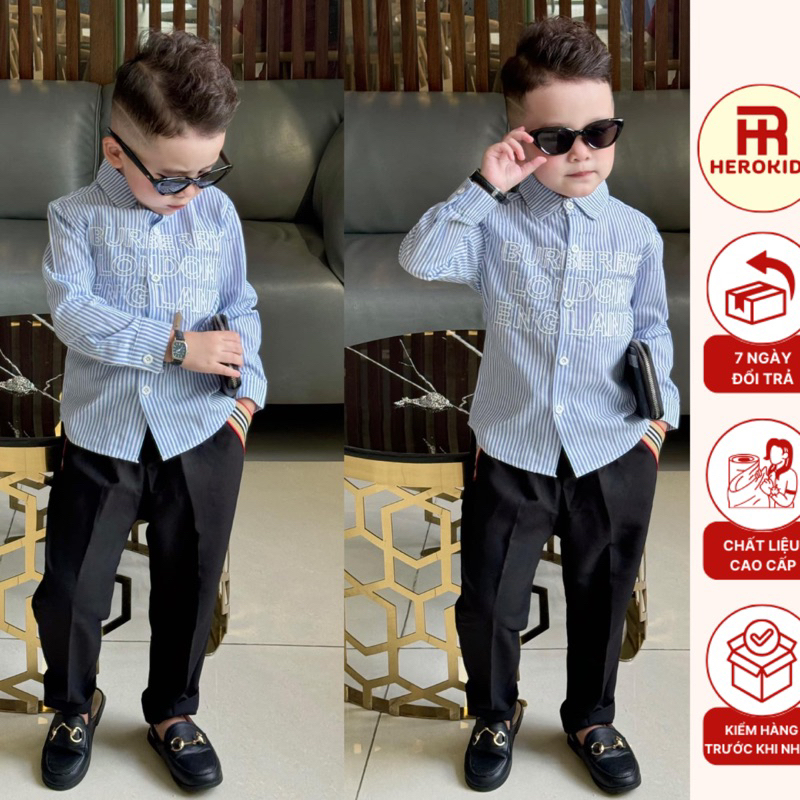Áo sơ mi dài tay kẻ sọc thêu chữ bắp rang bơ dành cho bé_0423 ...