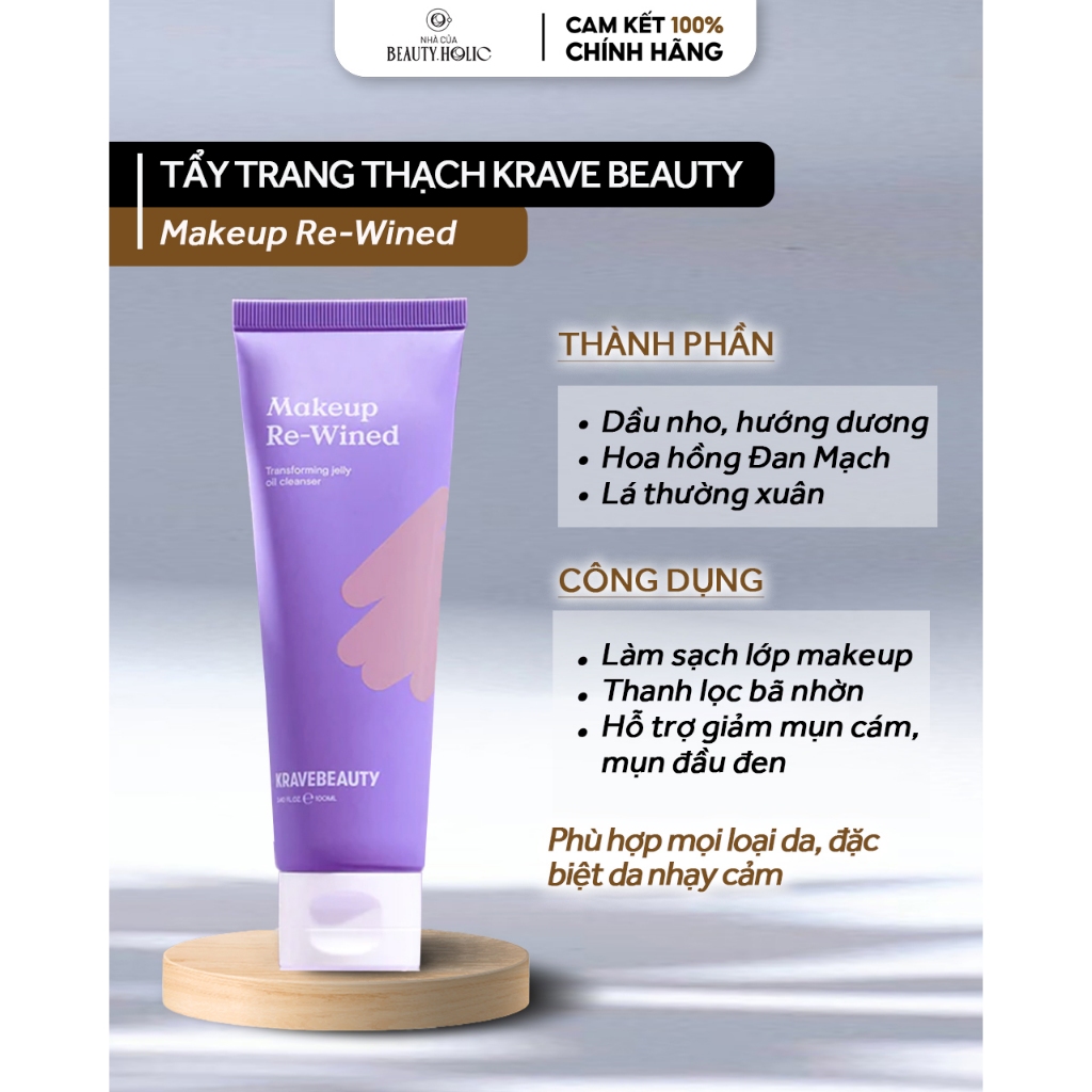 Tẩy trang dạng thạch KRAVE BEAUTY MAKEUP RE-WINED | Shopee Việt Nam