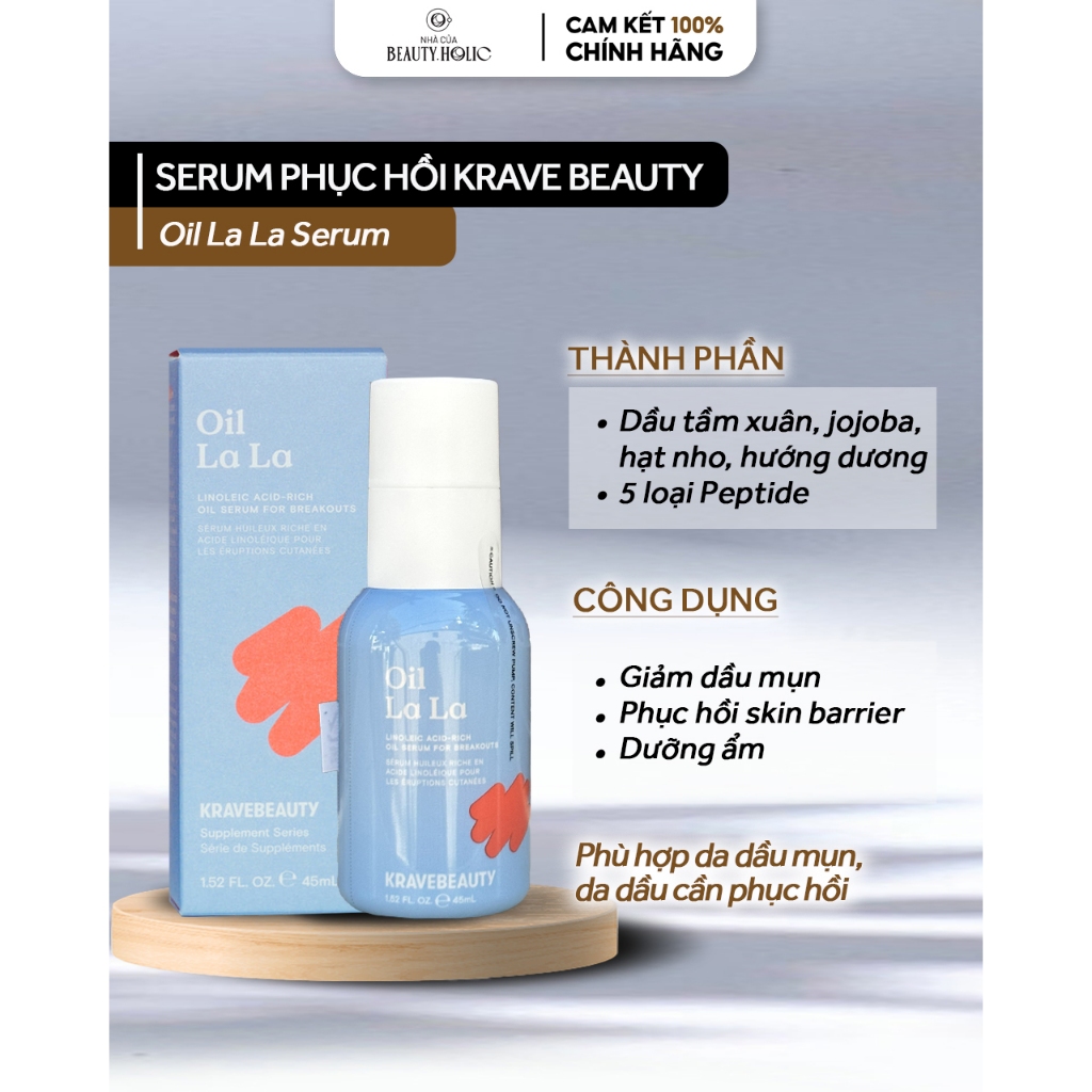 Oil serum giảm dầu mụn, phục hồi KRAVE BEAUTY OIL LA LA SERUM | Shopee ...