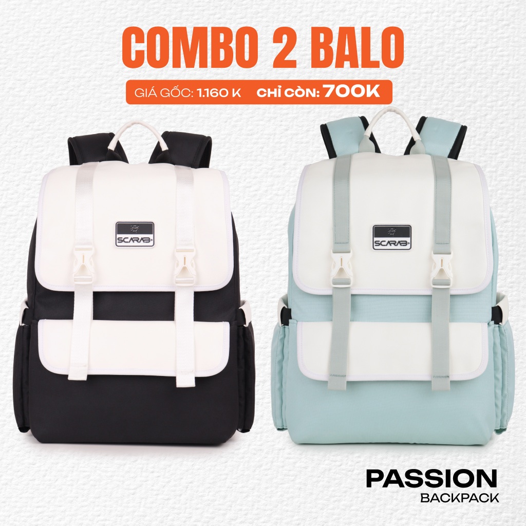 [COMBO 2 BALO] Scarab Passion Backpack Unisex - Ba lô Đi Học, Đi Làm ...