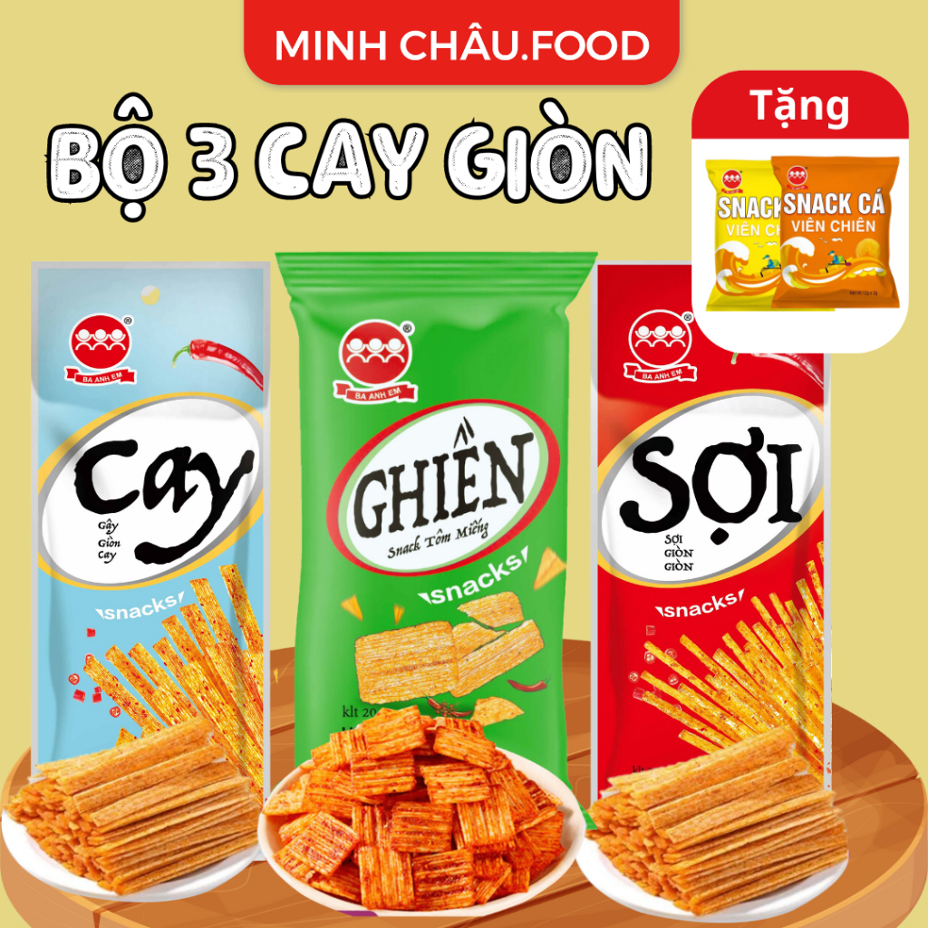 Combo 80 Gói Bim Bim Gồm 40 Gói Bộ 3 Cay Giòn Ngon Kèm 40 Gói Snack Cá ...