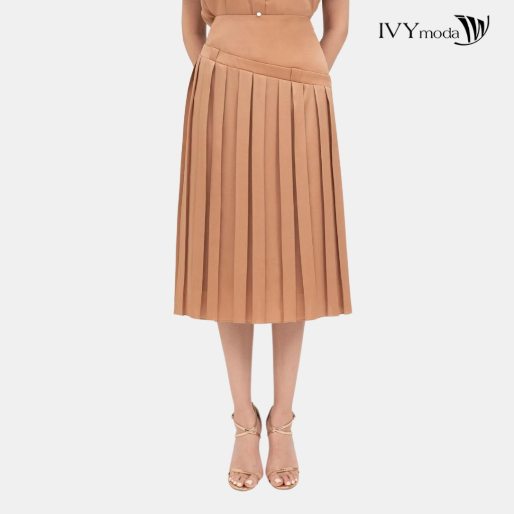 Chân váy lụa xếp ly Dark Beige IVY moda MS 31B9651 | Shopee Việt Nam