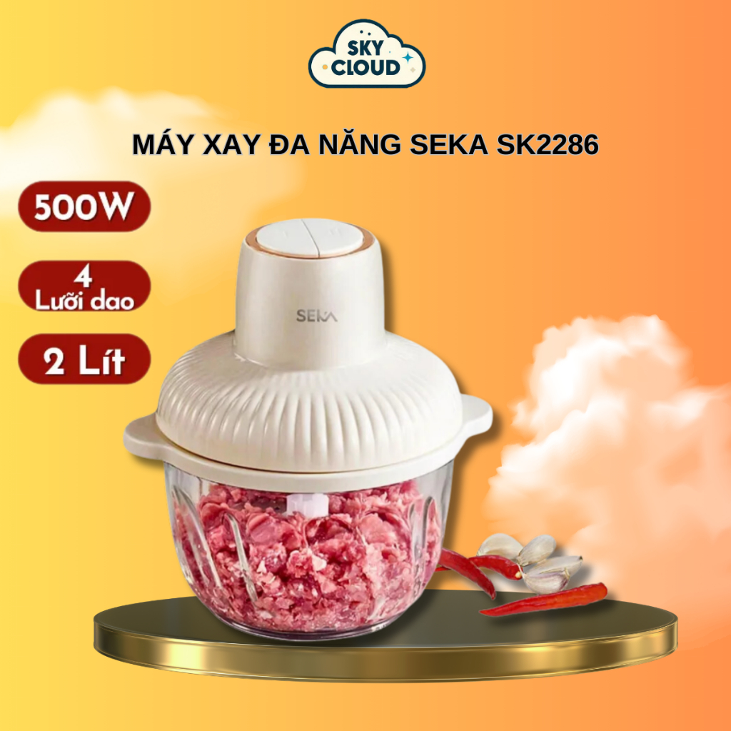 Máy xay thịt SEKA SK2287 - 2 cối xay, 4/6 lưỡi dao, xay nhanh, dễ dàng ...