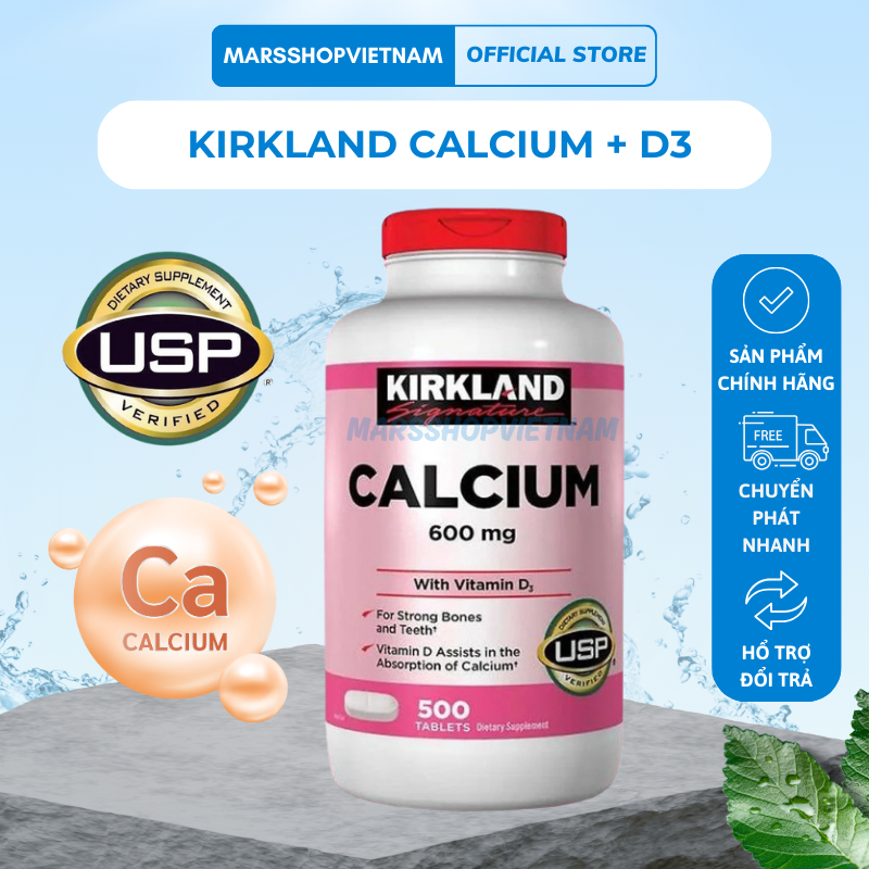 Viên Uống Bổ Sung Canxi Kirkland Calcium + D3 Kirkland 500 Viên, Canxi Kirkland ...