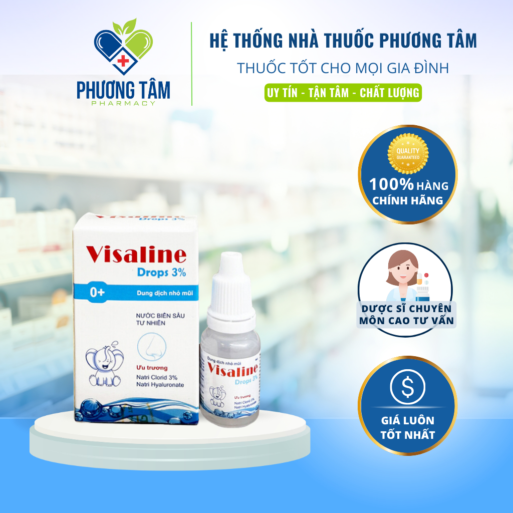 Dung dịch nhỏ mũi Visaline Drops 3% giữ ẩm niêm mạc mũi - NT Phương Tâm ...