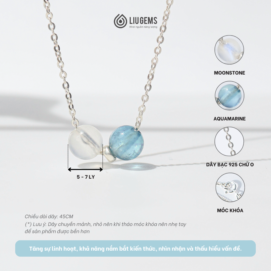 Dây Chuyền Bạc Nữ 2 Hạt Đá Liugems Phong Thuỷ Trẻ Trung, Năng Động DC02 ...