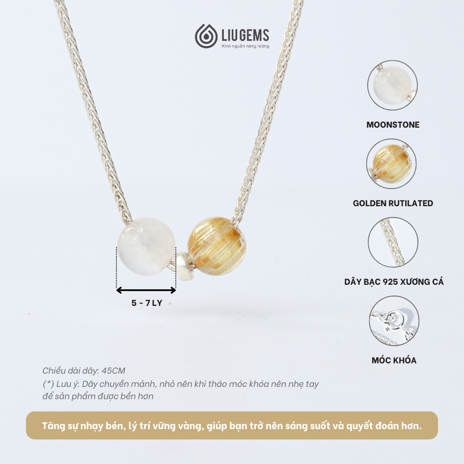 Dây Chuyền Bạc Nữ 2 Hạt Đá Liugems Phong Thuỷ Trẻ Trung, Năng Động DC02 ...