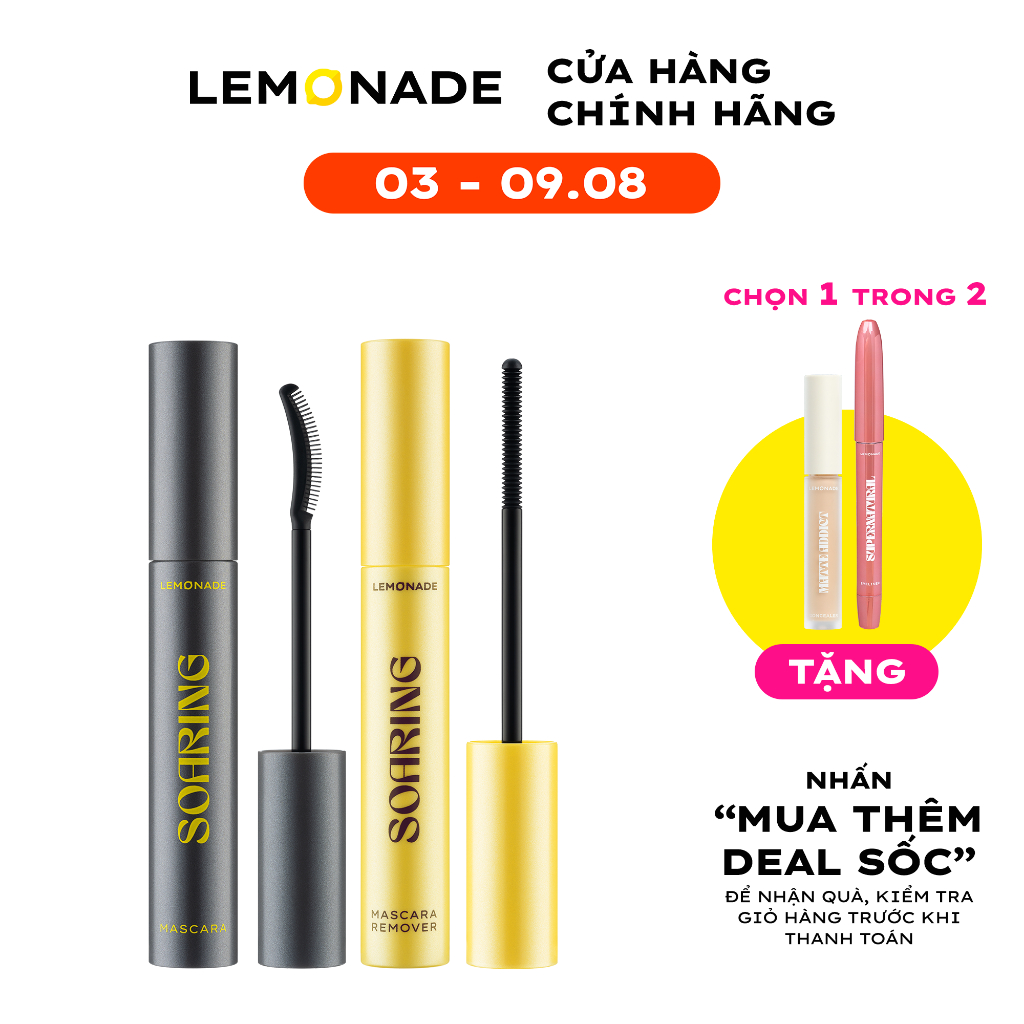 Combo Lemonade Chuốt mi tơi dài lâu trôi Soaring Mascara 6ml và Tẩy ...