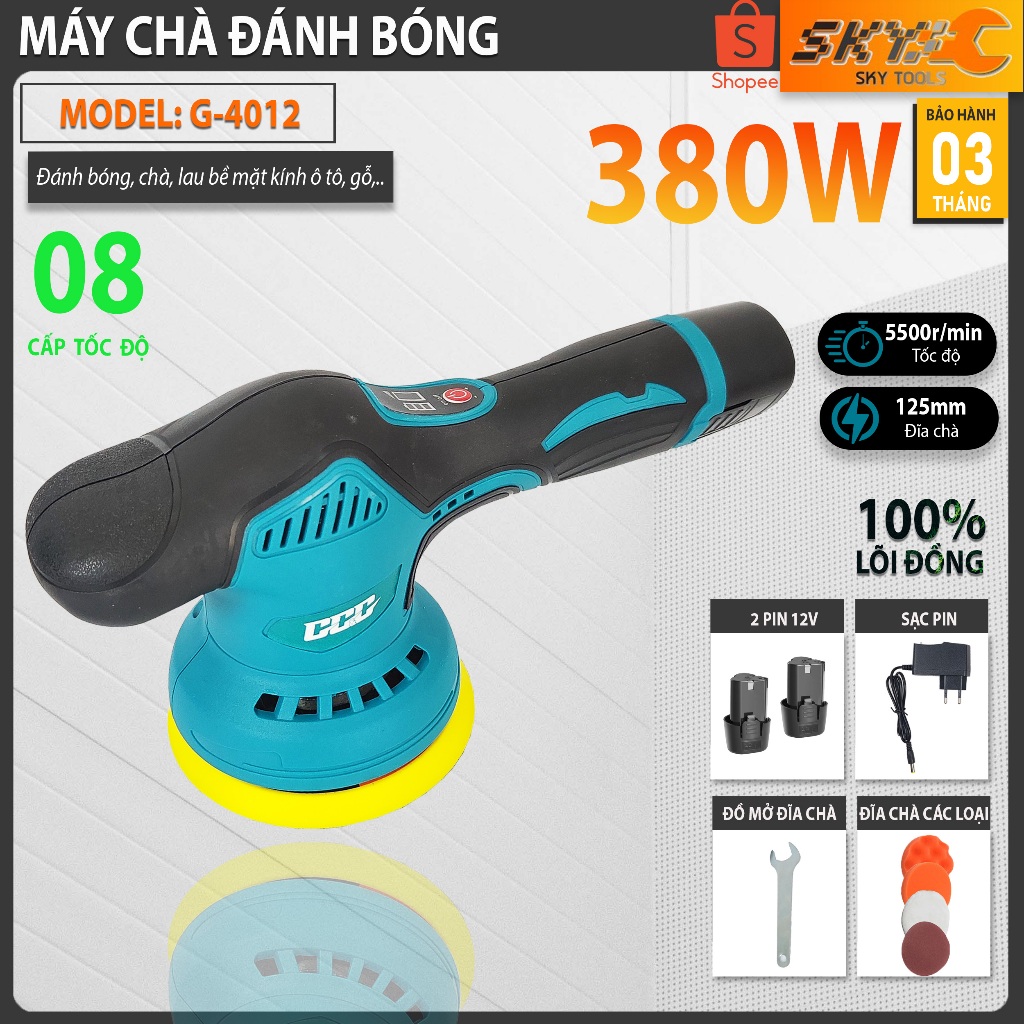 [Chính hãng] Máy đánh bóng cầm tay GGG mã G-4012 dùng pin 12V 8 tốc độ ...
