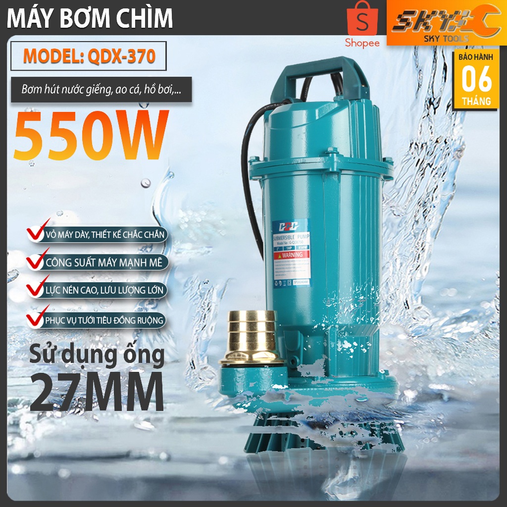 MÁY BƠM NƯỚC CHÌM, BƠM TÕM CHÍNH HÃNG GGG QDX370 SIÊU BỀN, SIÊU KHỎE. DÒNG CAO CẤP QDX. BẢO HÀNH ...