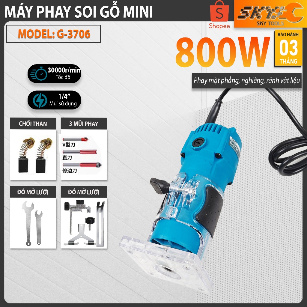 Máy soi gỗ mini, máy phay gỗ, soi alu cầm tay mũi 1/4'', GGG 3706 bảo ...