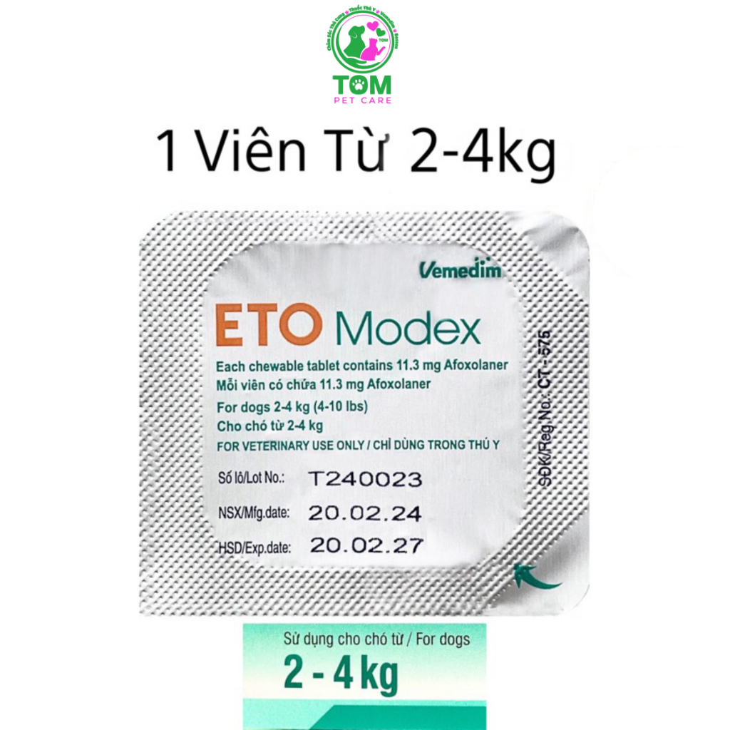 Viên Eto Modex VEMEDIM loại bỏ ve rận, bọ chét, vấn đề về da do demodex ...
