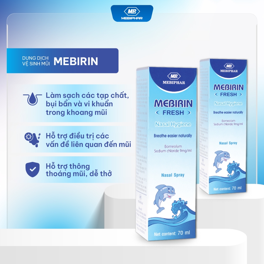 Dung dịch vệ sinh mũi Mebirin Fresh làm sạch, ngừa sổ mũi, ngạt mũi ...